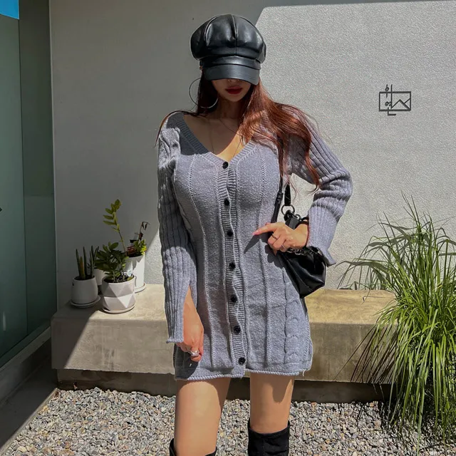 트위스트 버튼 미니원피스 - 에이블리 스토어