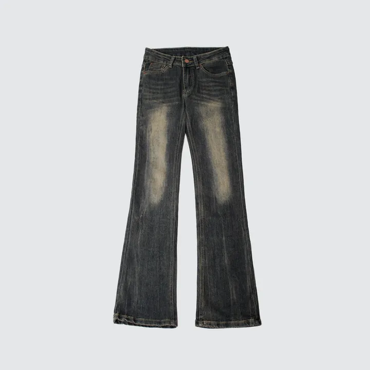 y2k 로우라이즈 다크 블랙 워싱 슬림 부츠컷 데님 팬츠 - 에이블리 스토어