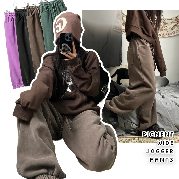 오피엠(OPM) pigment wide jogger pants (양기모) - 에이블리 스토어