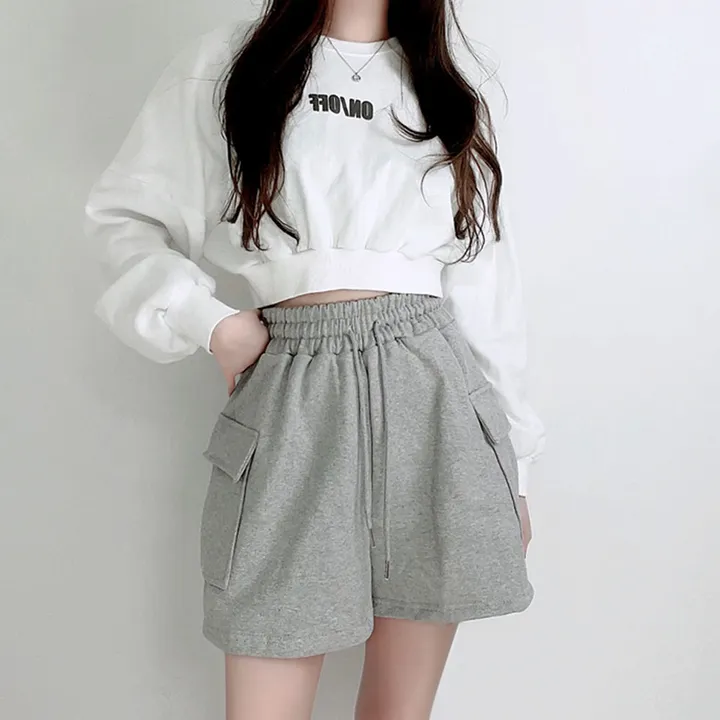 [4color/밴딩] Y2K 카고반바지 하이웨스트 쭈리 카고 숏팬츠 - 에이블리 스토어