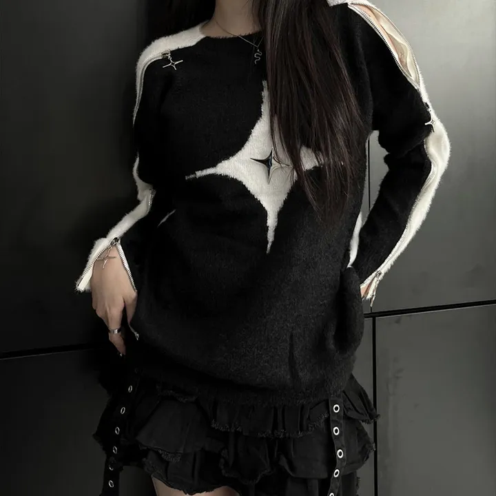 y2k diamond zipper knit - 에이블리 스토어