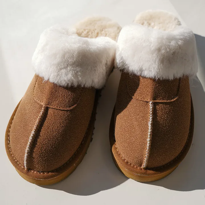 고퀄 천연 소가죽 스웨이드 어그 털 슬리퍼 블로퍼 3cm fw0001 - 에이블리 스토어