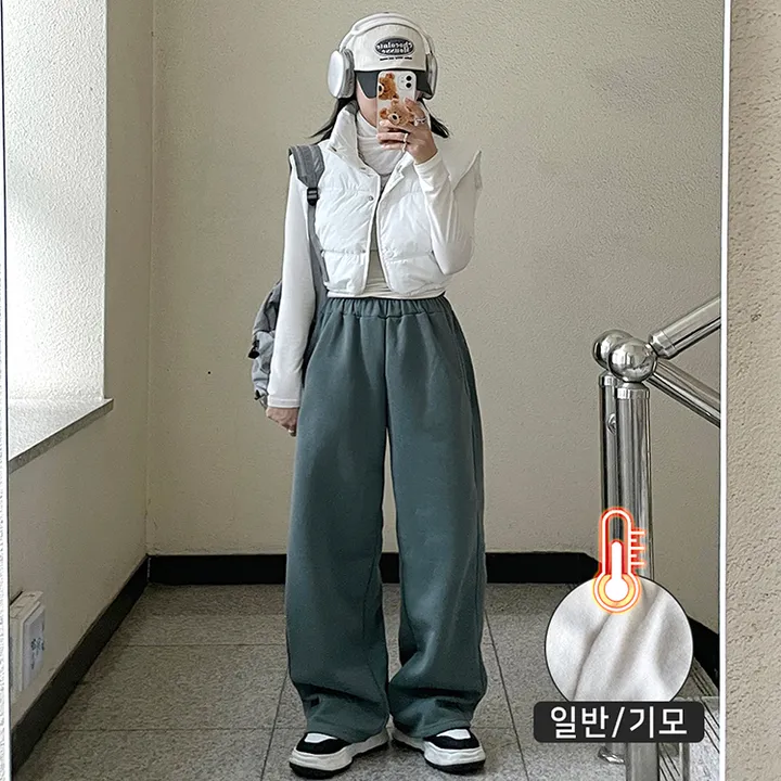 🔥 일반/기모/11컬러 🔥 위고 와이드핏 밴딩 하이웨스트 일자 기모 트레이닝 팬츠 / 하체커버 기모트레이닝 와이드팬츠 츄리닝 ...