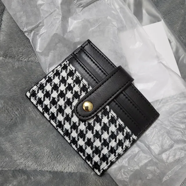 [당일] 하운드체크 똑딱이 블랙 믹스 카드지갑 카드슬롯 반지갑 트위드 체크 - 에이블리 스토어