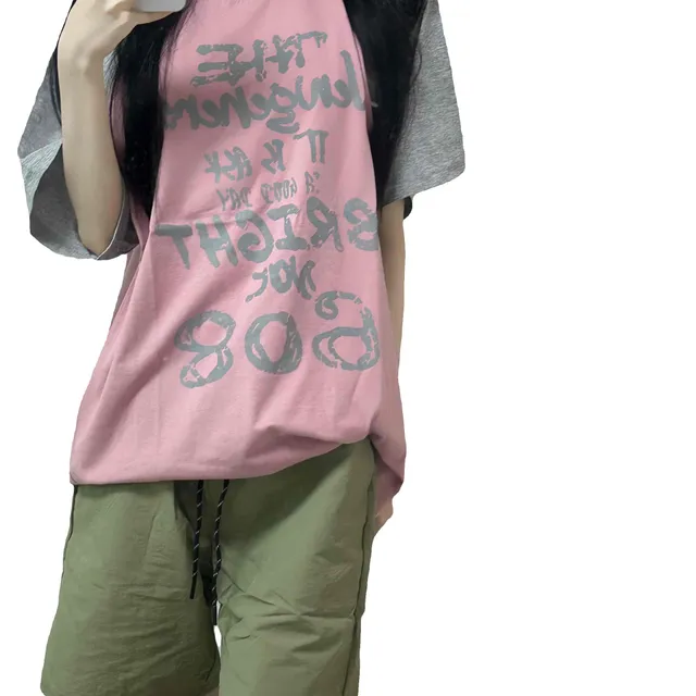 3일만할인 [y2k/유니크힙/박스티] 뉴젠 오버핏 배색 나그랑 프린팅 반팔티 (4color) - 에이블리 스토어