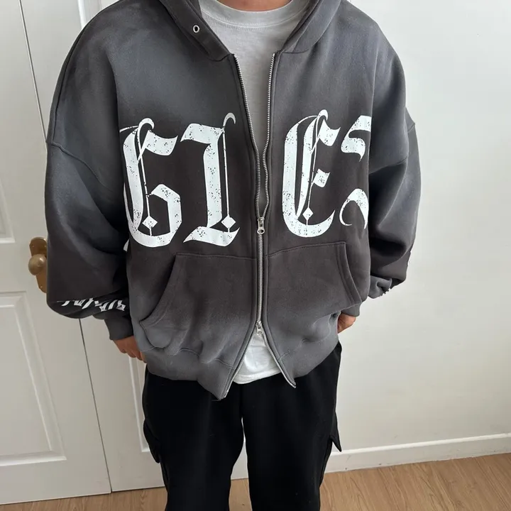 더티 빅 빈티지 y2k 봄아우터 후드집업 / 빅사이즈 남녀공용 오버핏 봄 화이트 후드 방송댄스 타이다이 유니크룩 져지 - 에이블리 스토어