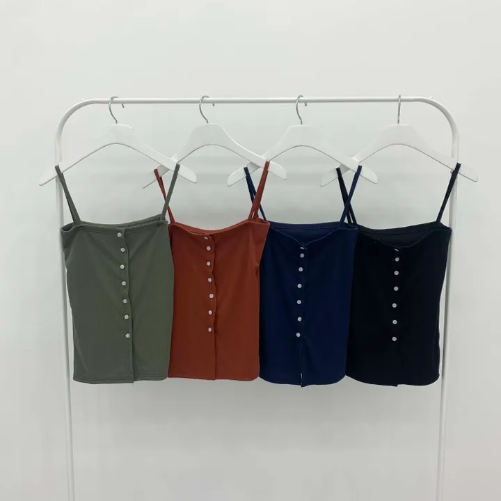 ボタンスクエアストレート紐ノースリーブ(7color) | ファッション通販サイト NUGU