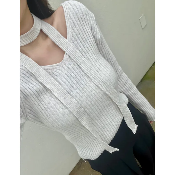 여리핏 머플러 세트 브이 골지니트 4col - 에이블리 스토어