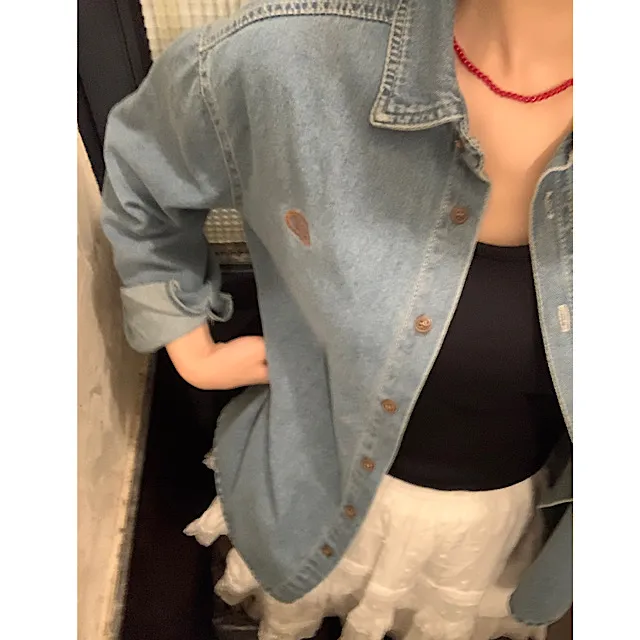 [빈티지mood] Uro 데님 셔츠 남방 (2color) - 에이블리 스토어