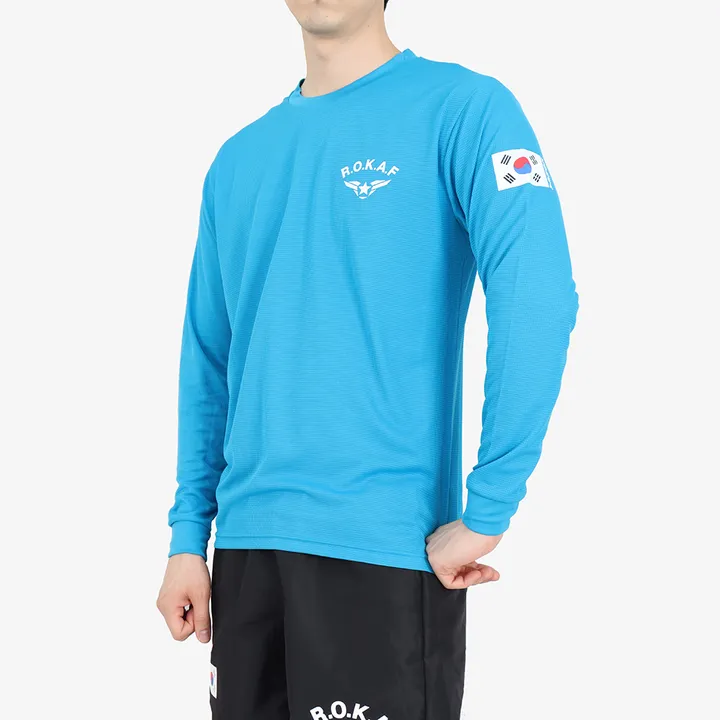 쿨론 ROKAF 긴팔 공군 하늘 남녀공용 군인 군대 기능성 쿨티셔츠 - 에이블리 스토어