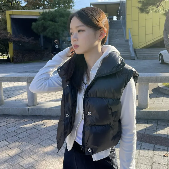 크롭 패딩 조끼 - 에이블리 스토어