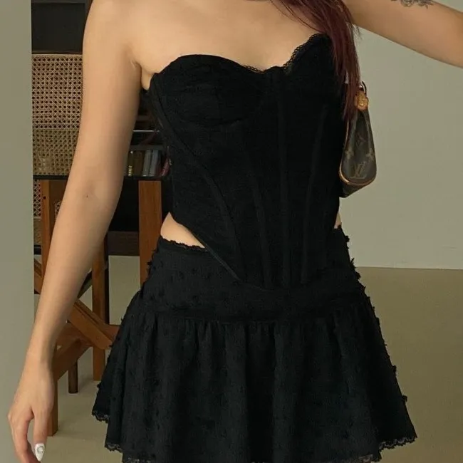 wire lace corset top (2color) - 에이블리 스토어