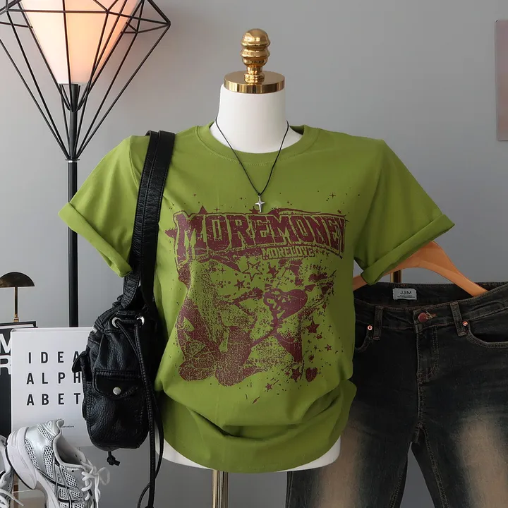 [레귤러핏!힙해요🎧탄탄한원단~y2k 빈티지나염 반팔티] 모어스페이스반팔 - 에이블리 스토어
