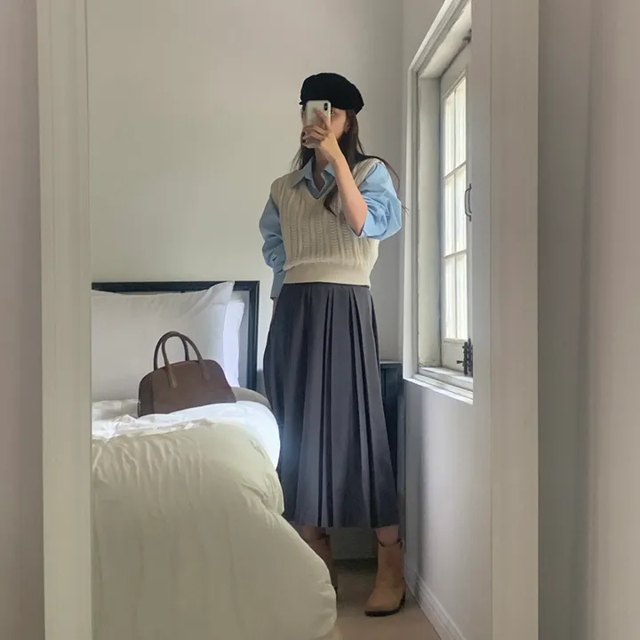 이즈니 롱플리스코튼스커트sk - 에이블리 스토어