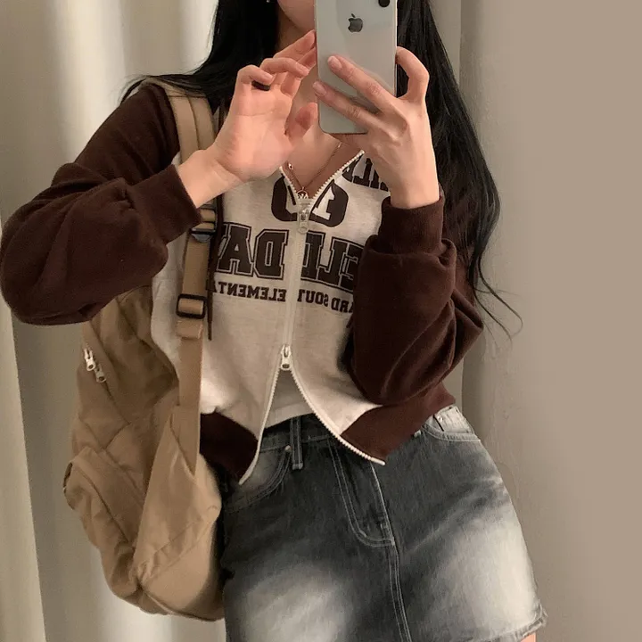 [20%단독할인] 돌고돌아Y2K 레터링 투웨이 크롭후드집업 - 4color - 에이블리 스토어