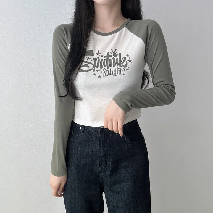 [크롭/나그랑/배색/y2k] 트윙클 크롭티 4color - 에이블리 스토어