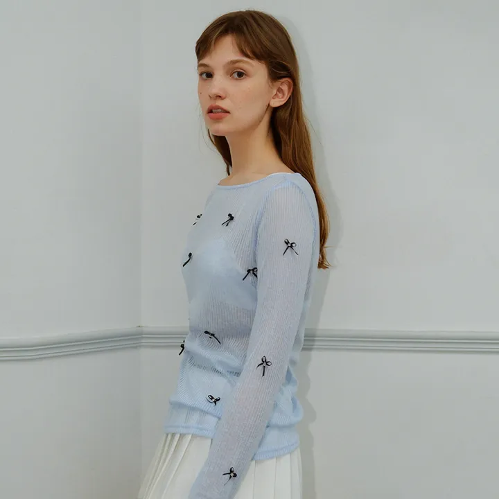 DD_Ribbon see-through top - 에이블리 스토어